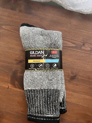 Gildan Smart Basics Socks 2 Pair 6-12 Shoe Size Workwear Men’s Crew ...