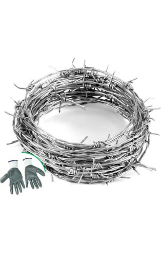 4 Point Barbed Wire, 18 Gauge Real Barb Wire Roll 32 Feet Barbwire for ...