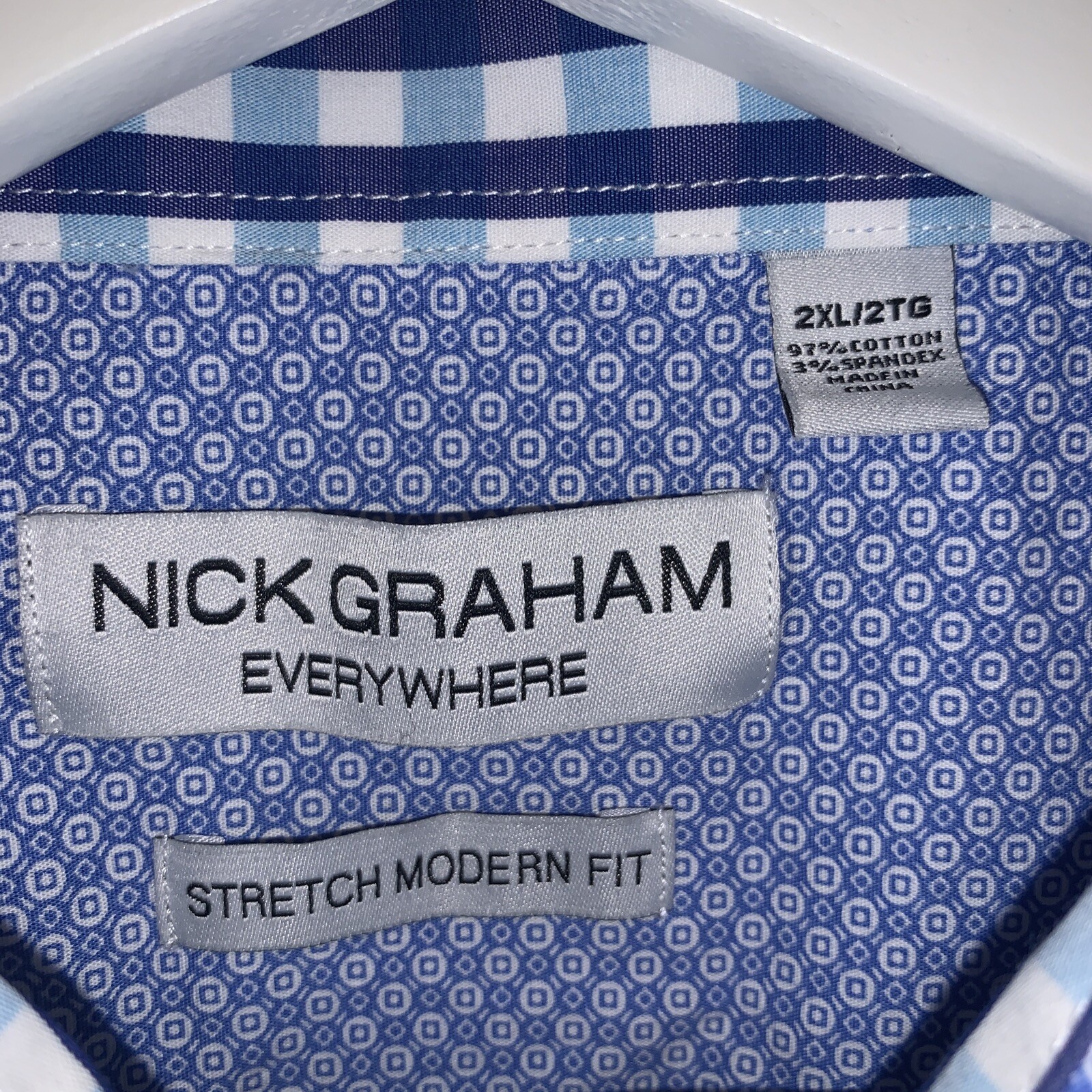 Nick Graham Everywhere Mens Size Large Stretch 2xl Shirt Modern Fit Blue | eBay