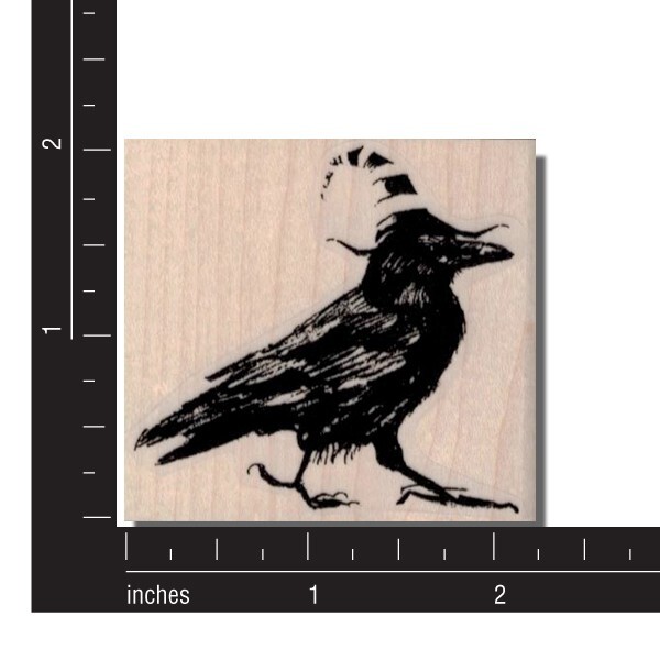 Mounted Rubber Stamp, Raven, Crow, Halloween, Witch Hat, Poe,Bird ...