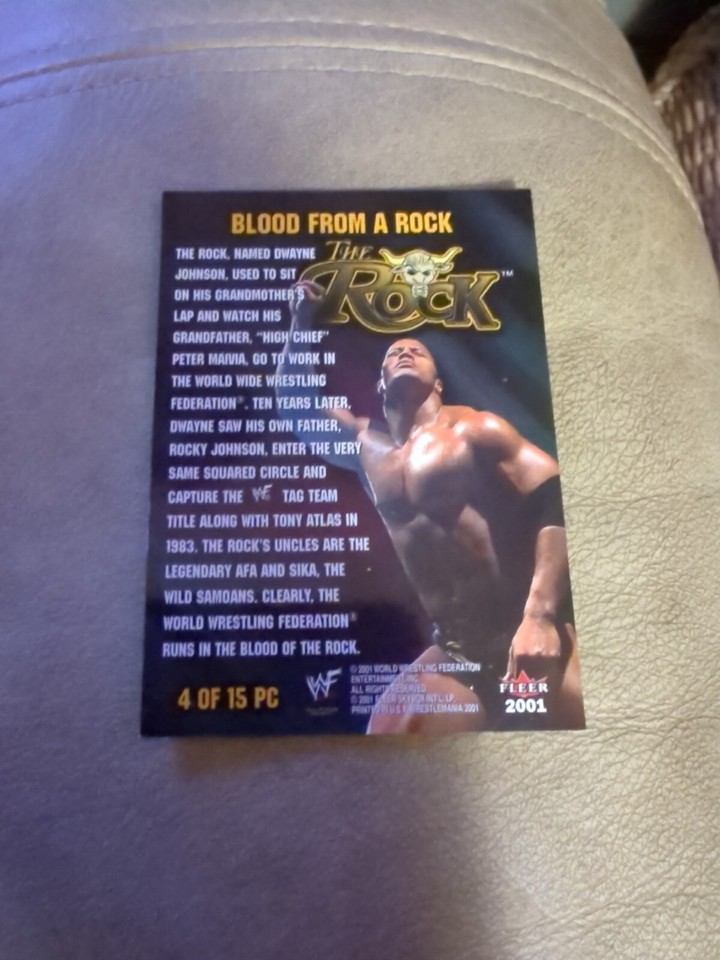 2001 Fleer WWF Wrestlemania People's Champion The Rock Blood From A ...