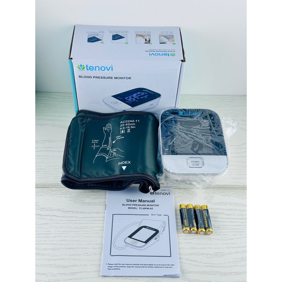 Tenovi Blood Pressure Monitor TC-BPM-A2 Digital LCD Arm Cuff, Home ...