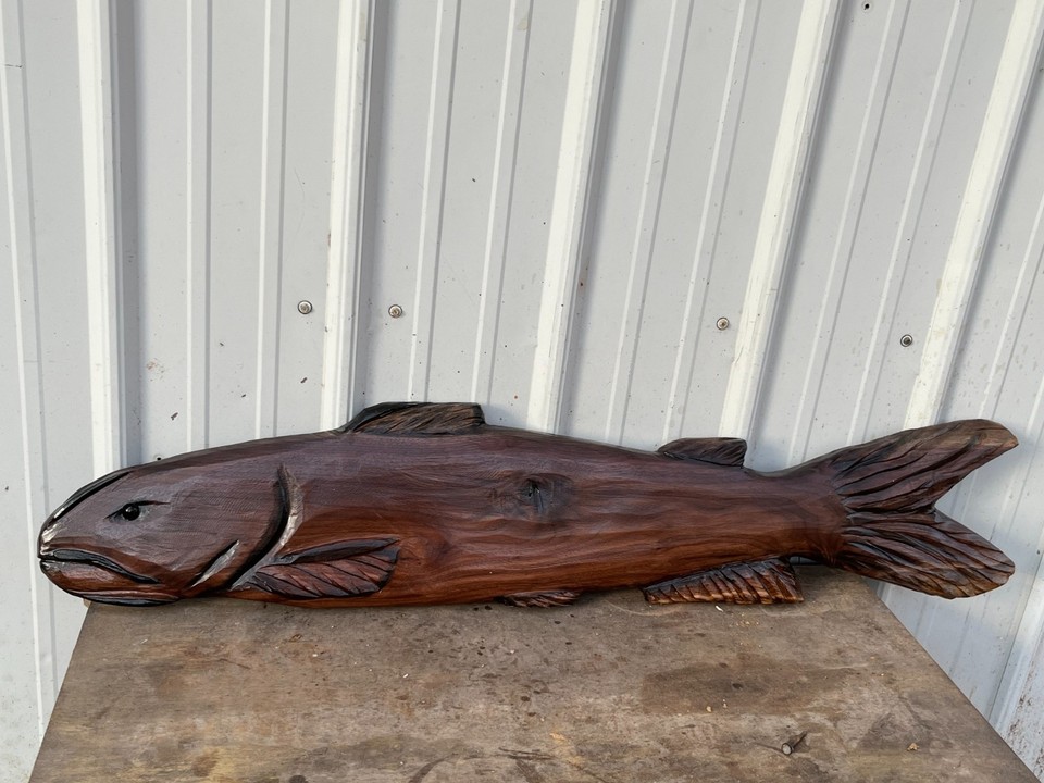 Catfish Walnut Cat Fish Lunker Chainsaw Carving Sculpture Statue Art ...