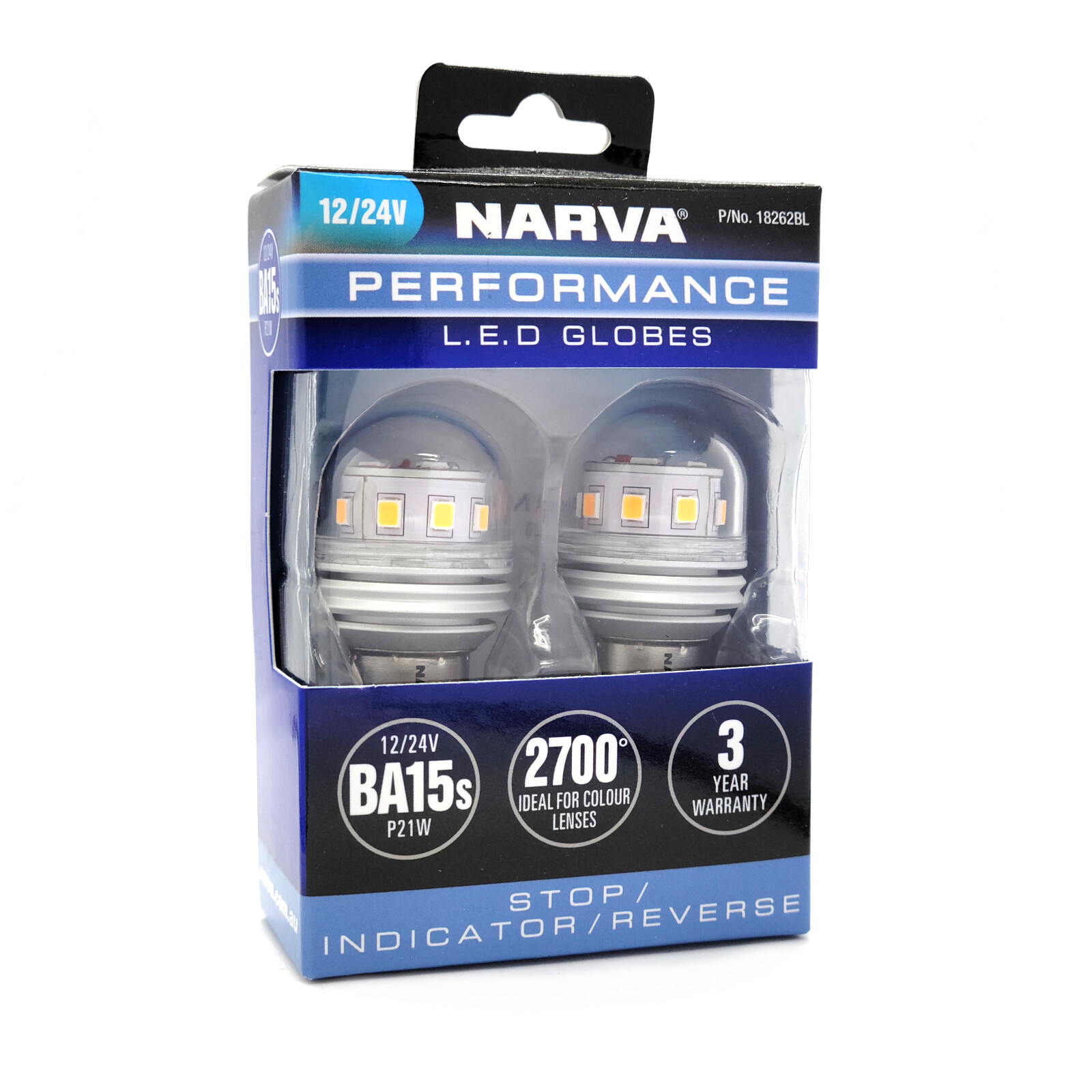 Narva LED Stop / Indicator / Reverse LED Globe BA15s P21W 12/24V Pair ...