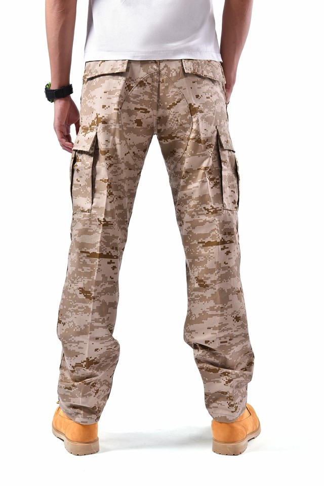 BACKBONE Mens Army Style BDU Pants Multi-Pocket Camouflage Casual Cargo ...