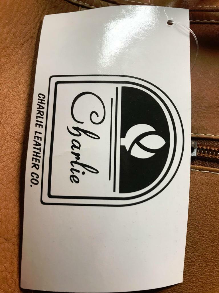 NEW CHARLIE LEATHER CO. COGNAC TOP GRAIN GENUINE LEATHER TRAVEL BAG USA ...