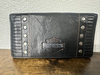 Harley Davidson Studded Leather Checkbook Cover Black | eBay