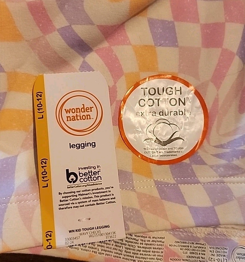 Wonder Nation NWT Leggings Girls Tough Cotton Cream Checkered Large 10 ...