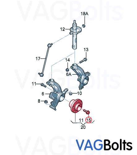 Genuine VW Front Hub Wheel Bearing Axle Bolt WHT005437 Golf Passat Audi ...