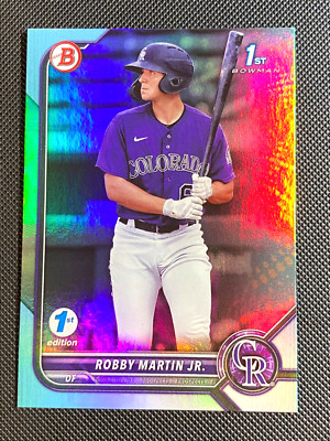 2022 Bowman 1st Edition Robby Martin Jr. Sky Blue Foil BPPF-43 Rockies ...