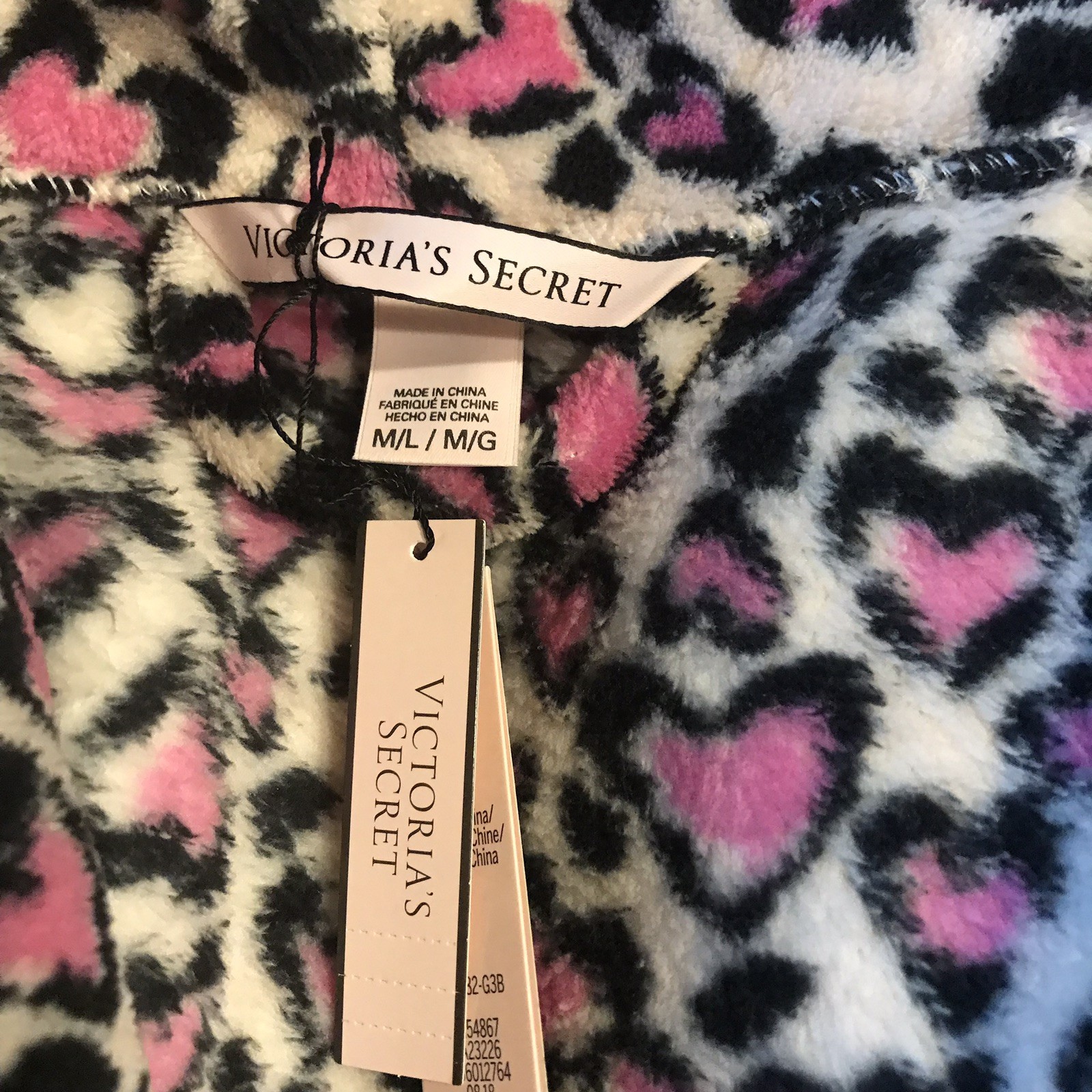 Victorias Secret Pink Robe Sleep M/L Super Soft Plush NWT HEART LEOPARD ...