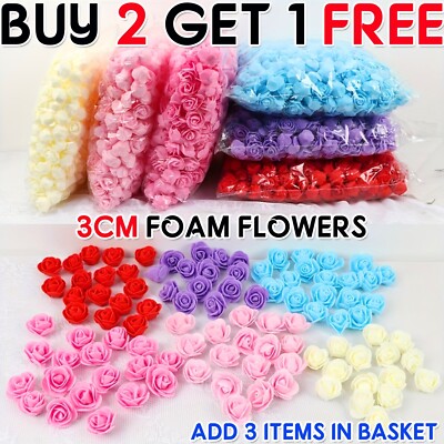 500 Foam Mini Roses WHOLESALE Heads Buds Small Flowers Wedding Home ...