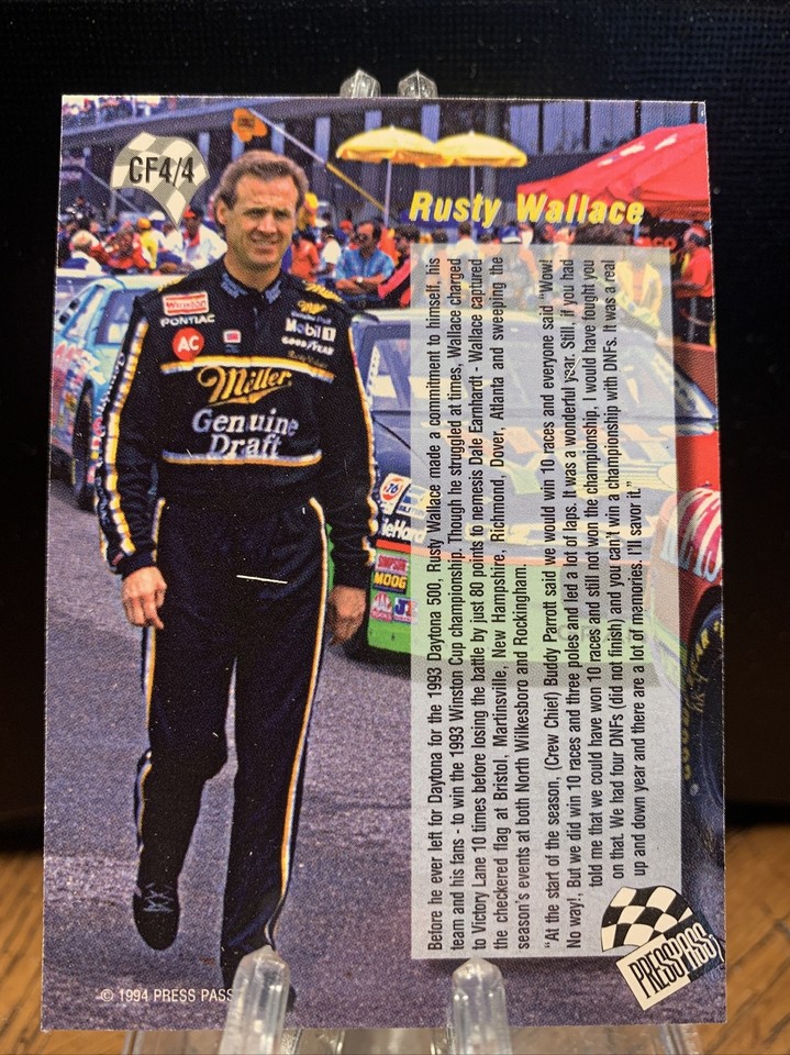 1994 Press Pass Checkered Flags #CF4 Rusty Wallace | eBay
