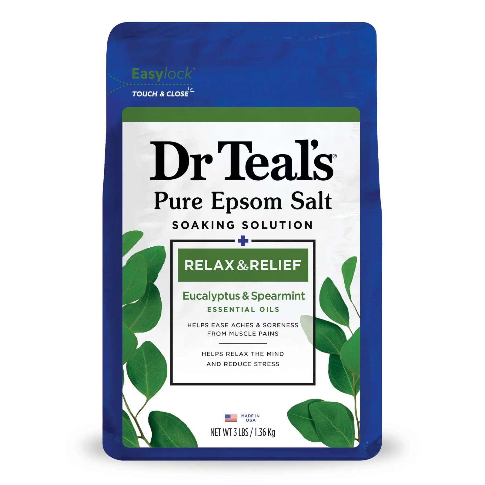 Dr Teal's Pure Epsom Salt Soak Pre & Post Workout with Menthol 3 lbs ...