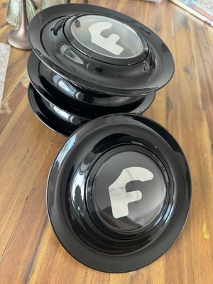 4 pcs Set BLACK CHROME For Forgiato Floating Center Caps XL Hubcap Rim ...