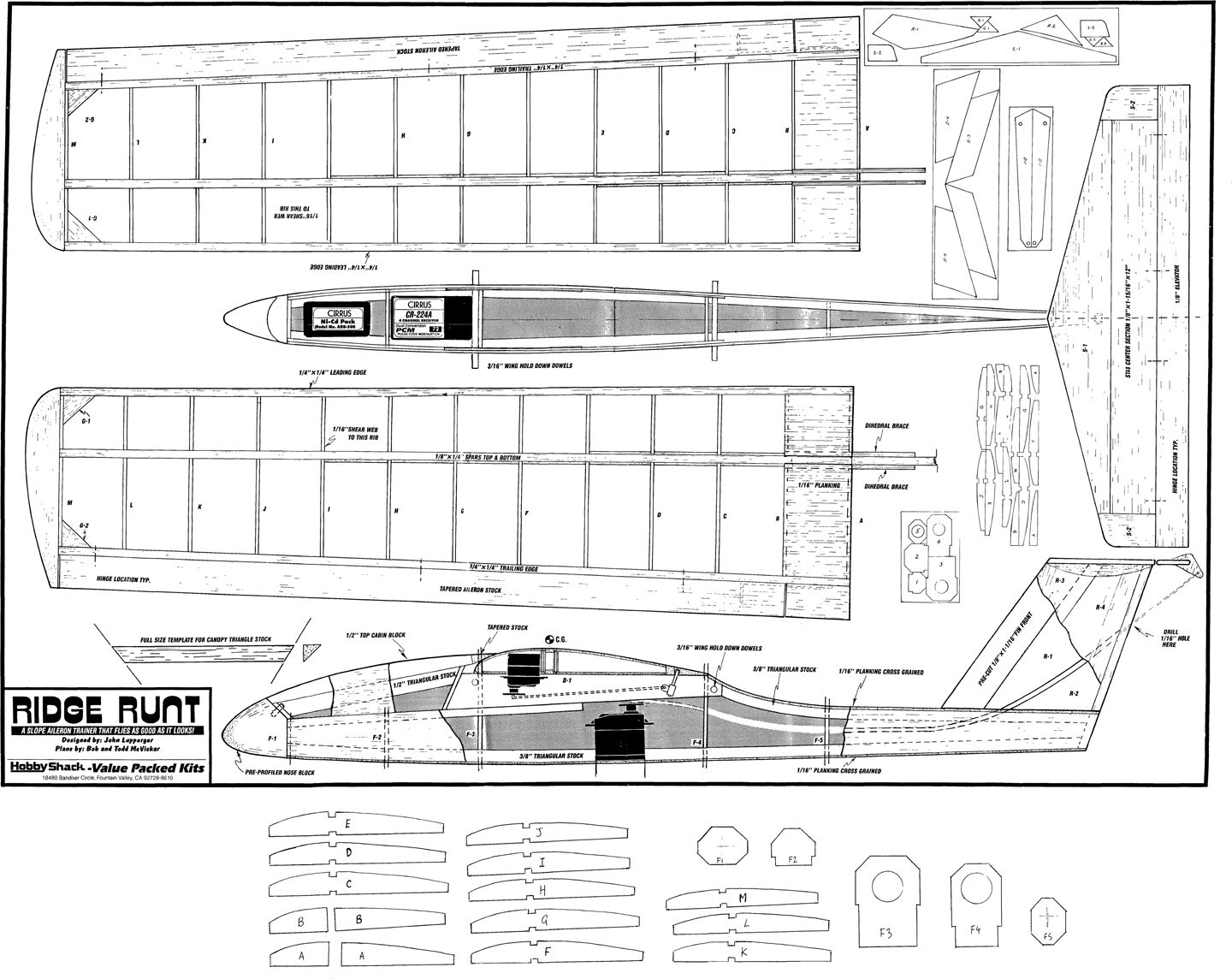 HOBBY SHACK RIDGE RUNT GLIDER PLANS | eBay