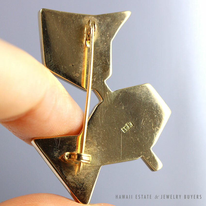 UNIQUE MAW SIT SIT 18K YELLOW GOLD BIRD GEOMETRIC BROOCH PIN | eBay
