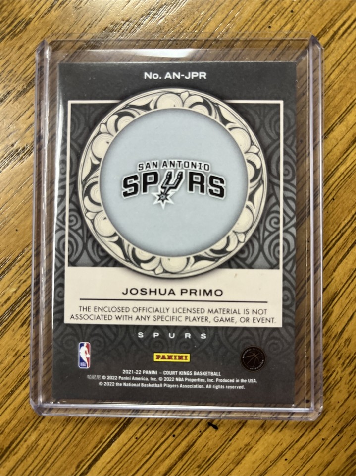 2021-22 Court Kings Insert #AN-JPR Joshua Primo Art Nouveau Relic Spurs ...