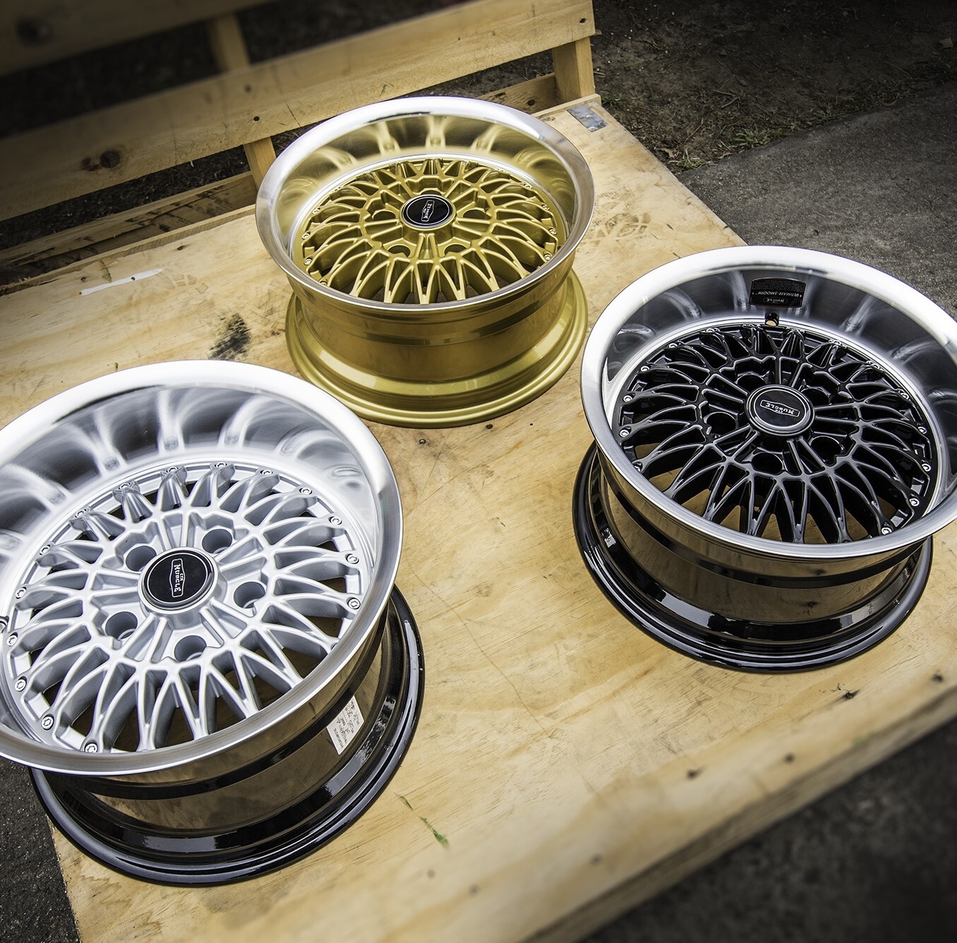 15x8 CTM Muscle SPIDER Wheels PCD 5x114.3 ET 0 Gold Machined Rims Ford ...