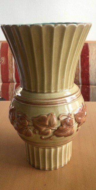 VINTAGE 1942 GENUINE RED WING ART POTTERY VASE LEAF PATTERN #1153 | eBay