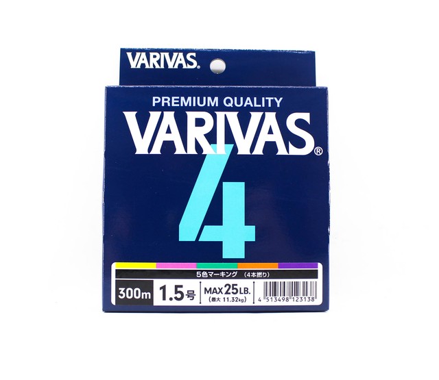 Varivas P.E Line Varivas 4 X4 Multi Color 300m P.E 1.5 Max 25lb (3138 ...