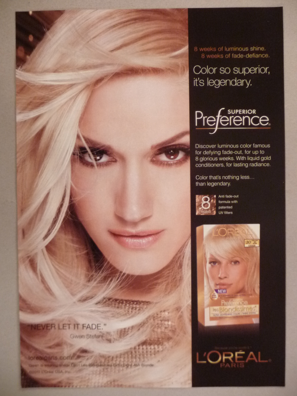 Gwen Stefani for L'Oreal Preference Hair Color Coloring PRINT AD - 2011 ...