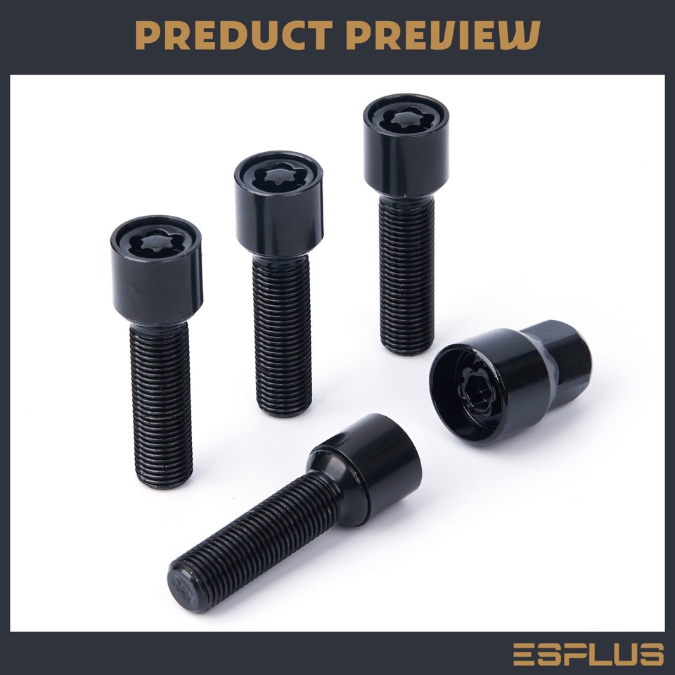 4 + Socket Mercedes Stock Rim Wheel Lock M14x1.5 Black 45mm shank Fit A ...