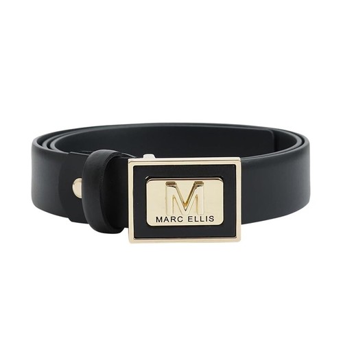 Women's Belt MARC ELLIS Me Belt 93 Black Gold Leather With Buckle PE24 ...