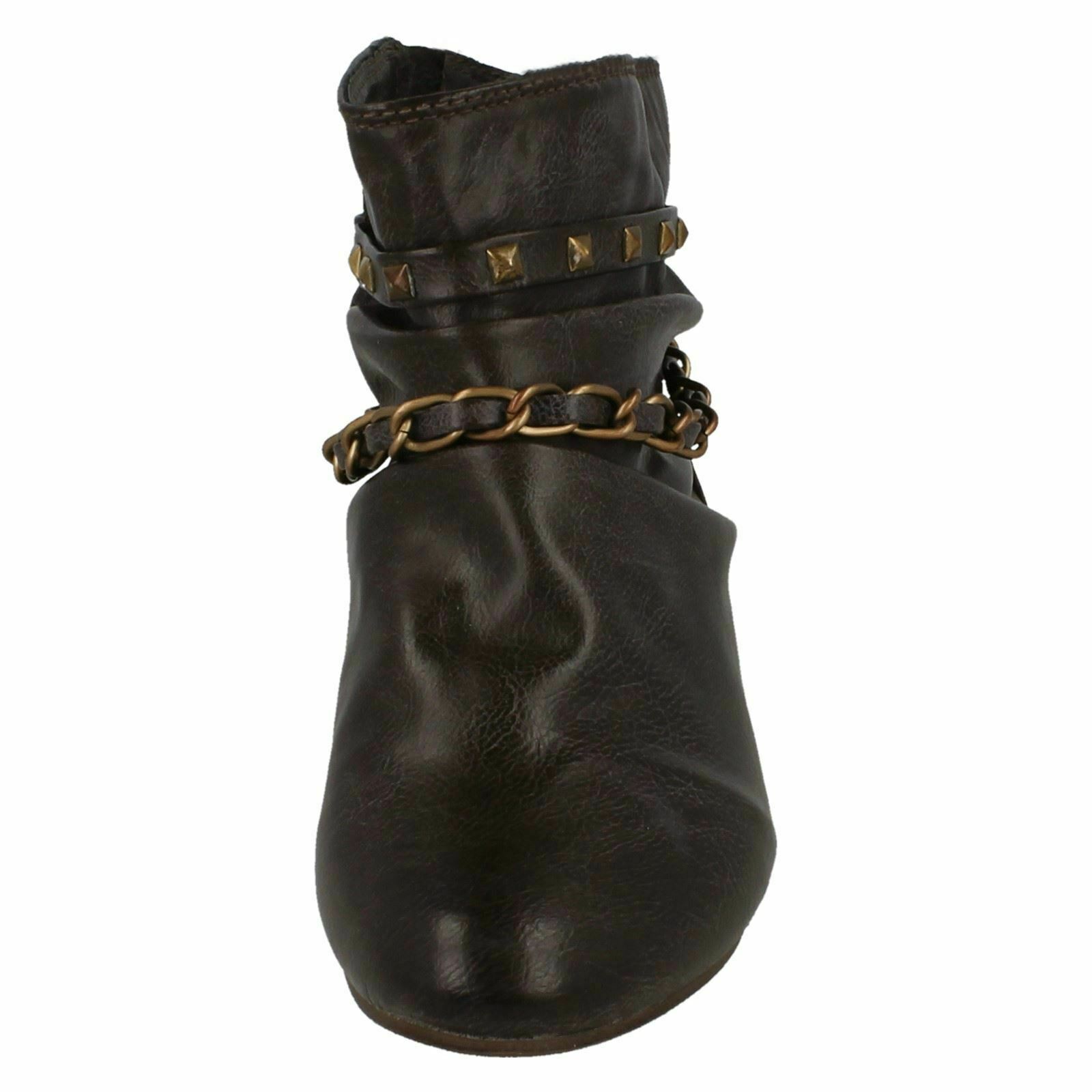 SALE Girls Cutie synthetic pull on casual ankle boot chain strap detail ...