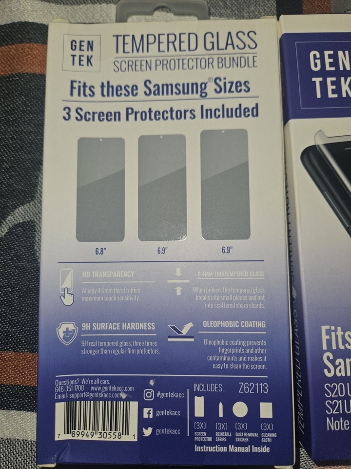 GenTek Screen Protector Samsung S20 Ultra S21 Ultra Note 20 Ultra 3 X 3 ...