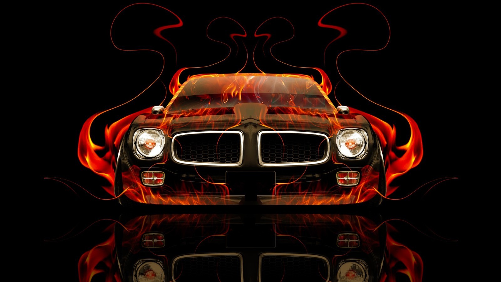1971 Pontiac Firebird Trans Am FRONT (FLAMES) POSTER 24 X 36 INCH ...