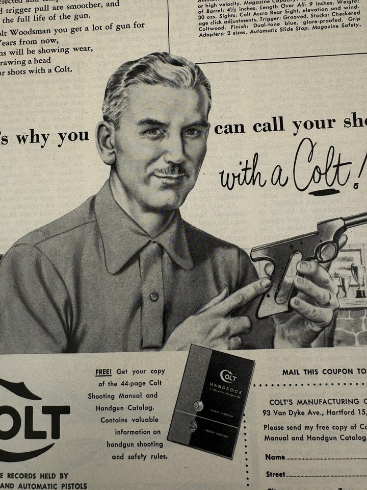 Vintage Colt Revolver Ad Cool Graphics Rare SHIPS FREE IN USA | eBay