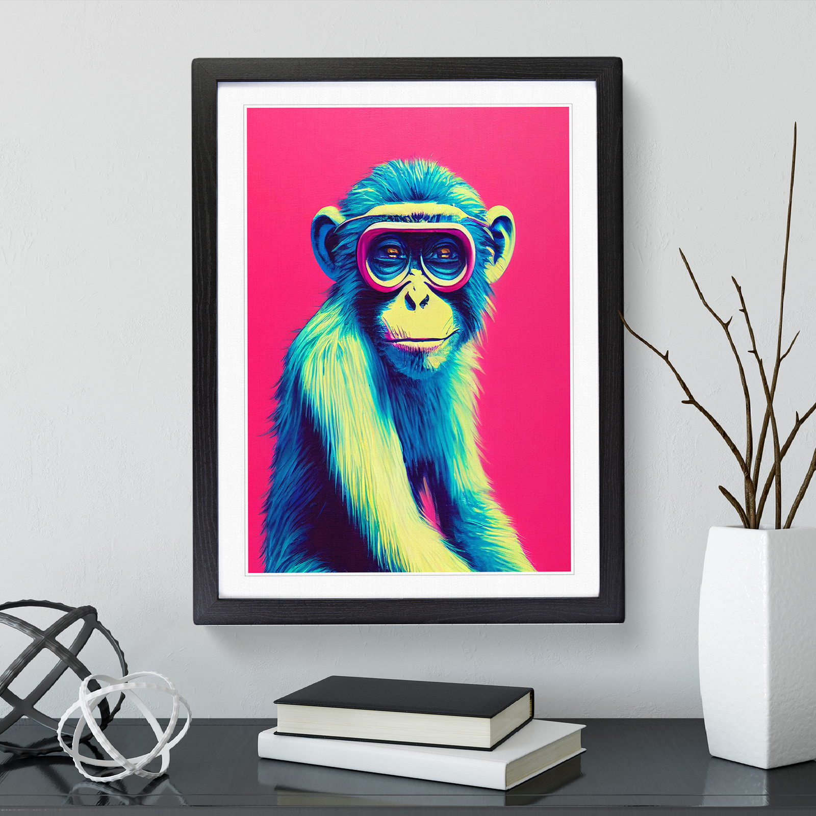 Framed Wall Art Print Colourful Monkey Modern Poster Picture | eBay