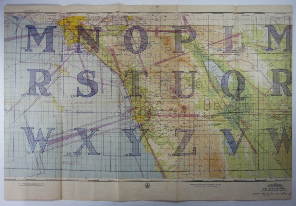 Cold War San Diego Map Air Defense Grid NORAD LA CA Aeronautical Chart ...