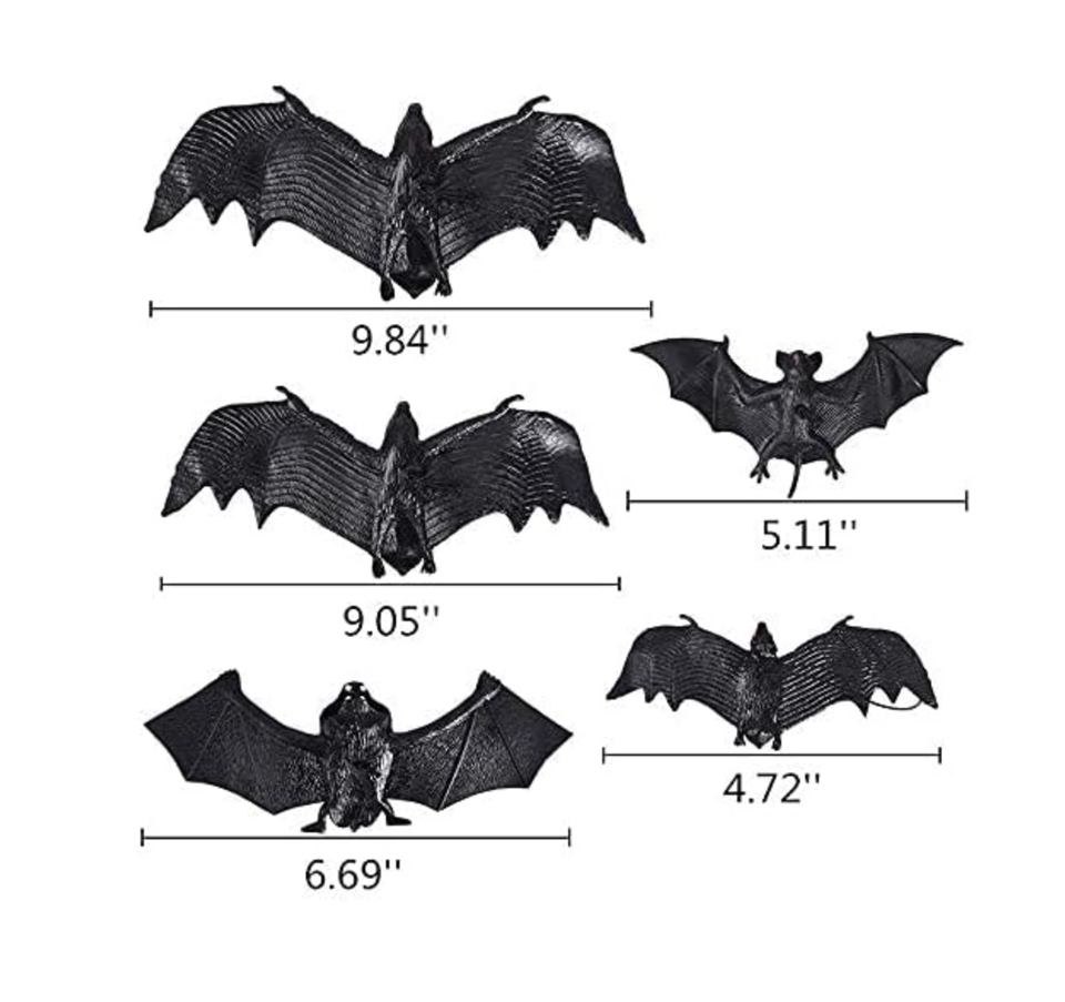 Max Fun 12pcs Halloween Hanging Bats Decorations Rubber Vampire Bats ...
