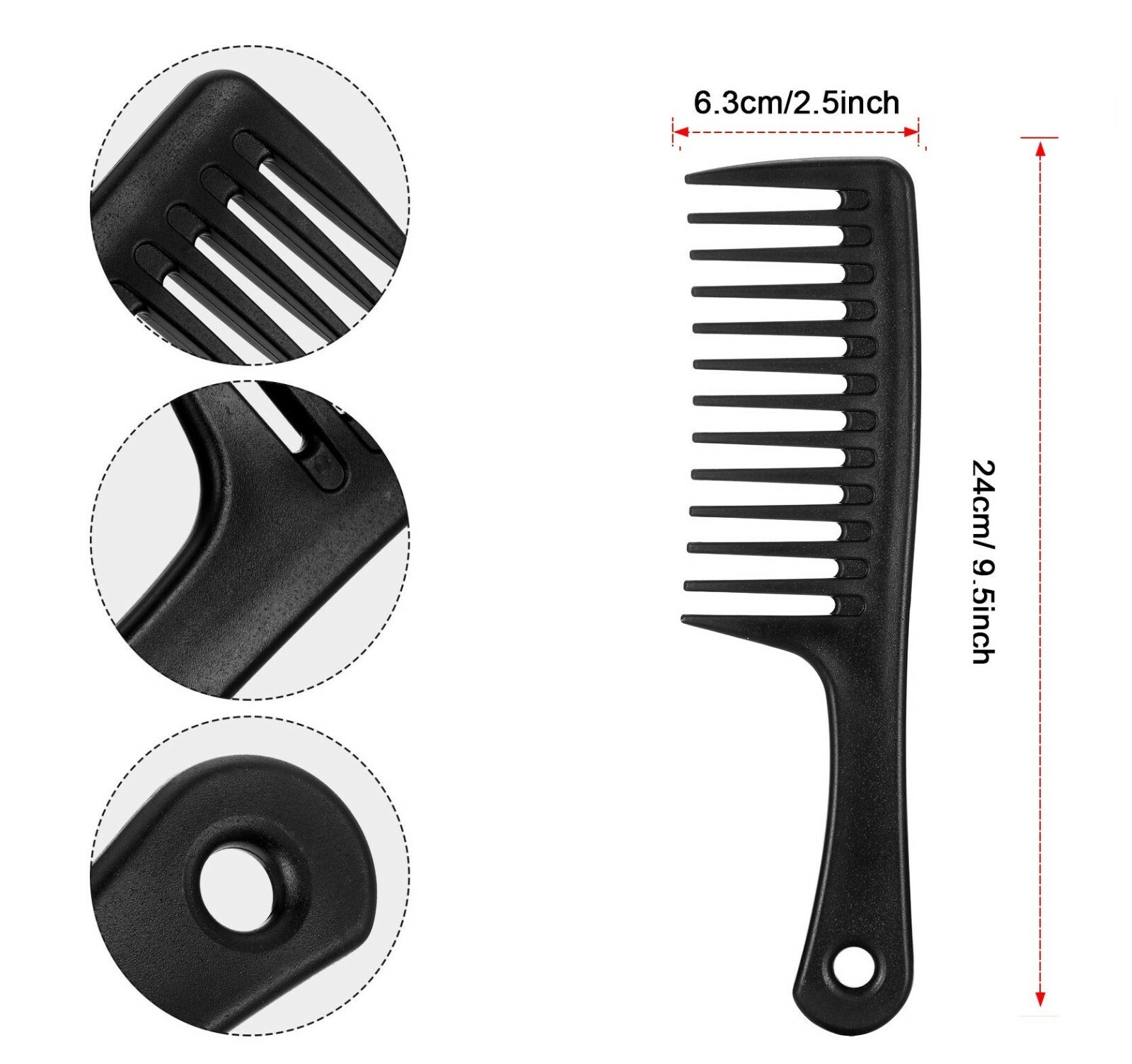Wide Tooth Comb for Detangling Styling Long Hair Rake Handle Comb UK ...