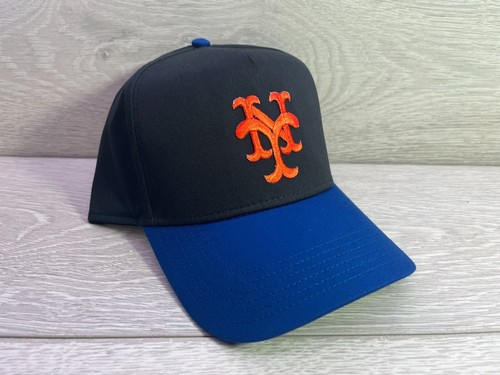 NEW YORK METS ROYAL BLUE BLACK HAT 5 PANEL A FRAME BASEBALL SNAPBACK ...