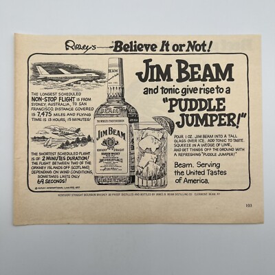 Jim Beam Whiskey 1977 Print Ad 7.5"x6" Ripley's Believe It Or Not ...