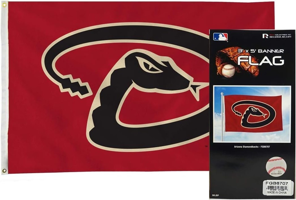 Arizona Diamondbacks 3x5 Foot Flag Banner, D Logo Design, Single Sided ...