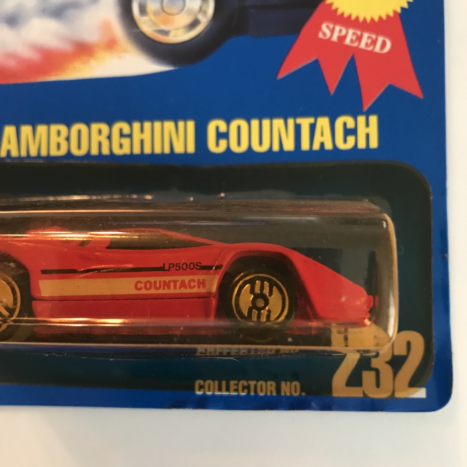 Lamborghini Countach Red HOT WHEELS CARD COLLECTOR # 232 (1991) Gold ...