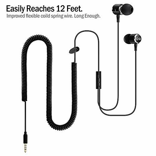 Extra Long Wired Headphone for TV With 12ft Spring Coiled Extension ...