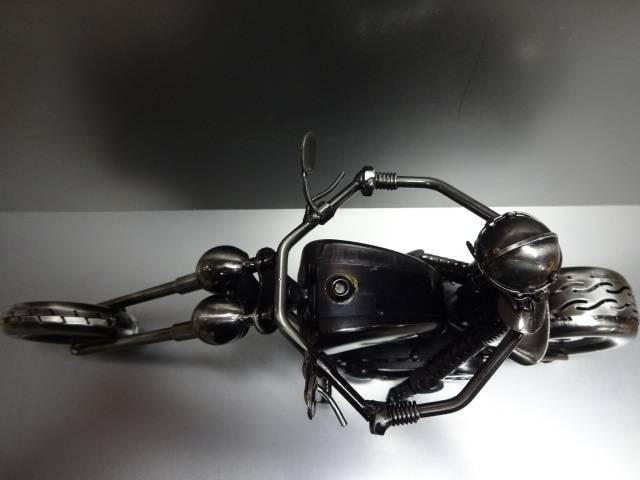 RARE MOTORCYCLE CUSTOM BIKE CHOPPER HandMade SCRAP GUN METAL MODEL ART ...