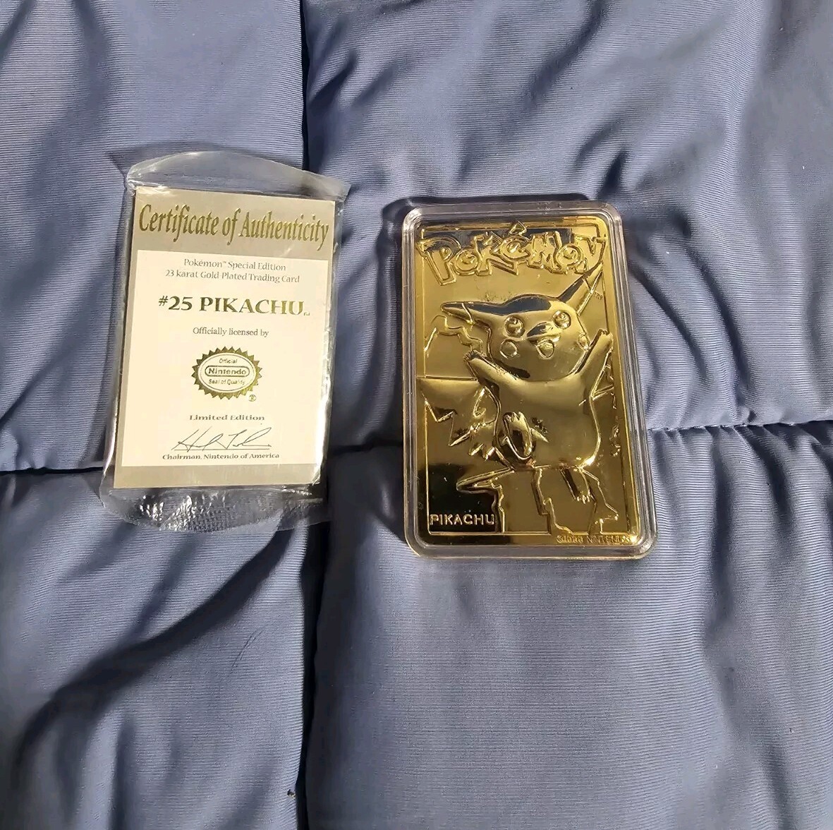 1999 Pokemon Limited Edition 23k Gold Plated PIKACHU Card #25 Nintendo ...