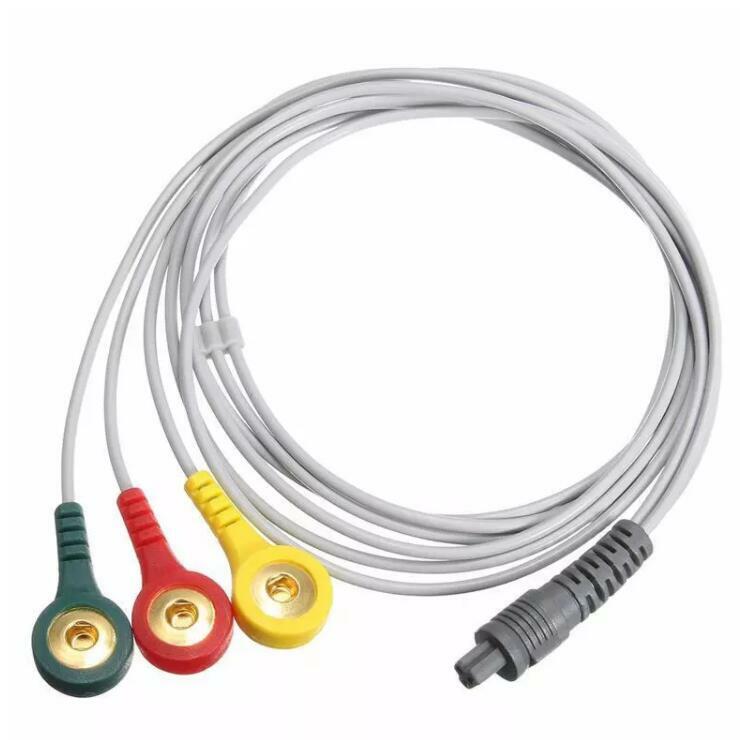 ECG Cable Lead Wire for ECG EGK Monitor PC-180B/80B 3Leads Button type ...