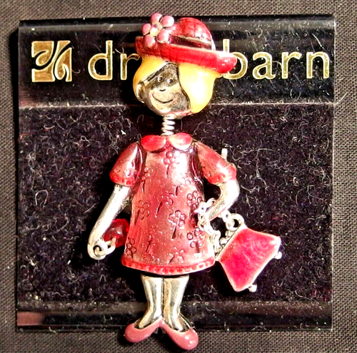 New Dressbarn Bobble Head Enamel Pin w/ Wobble Feet & Purse | eBay