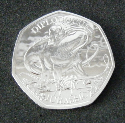 2024 Diplodocus Dinosaur 50p Fifty Pence Coin BU - Natural History ...