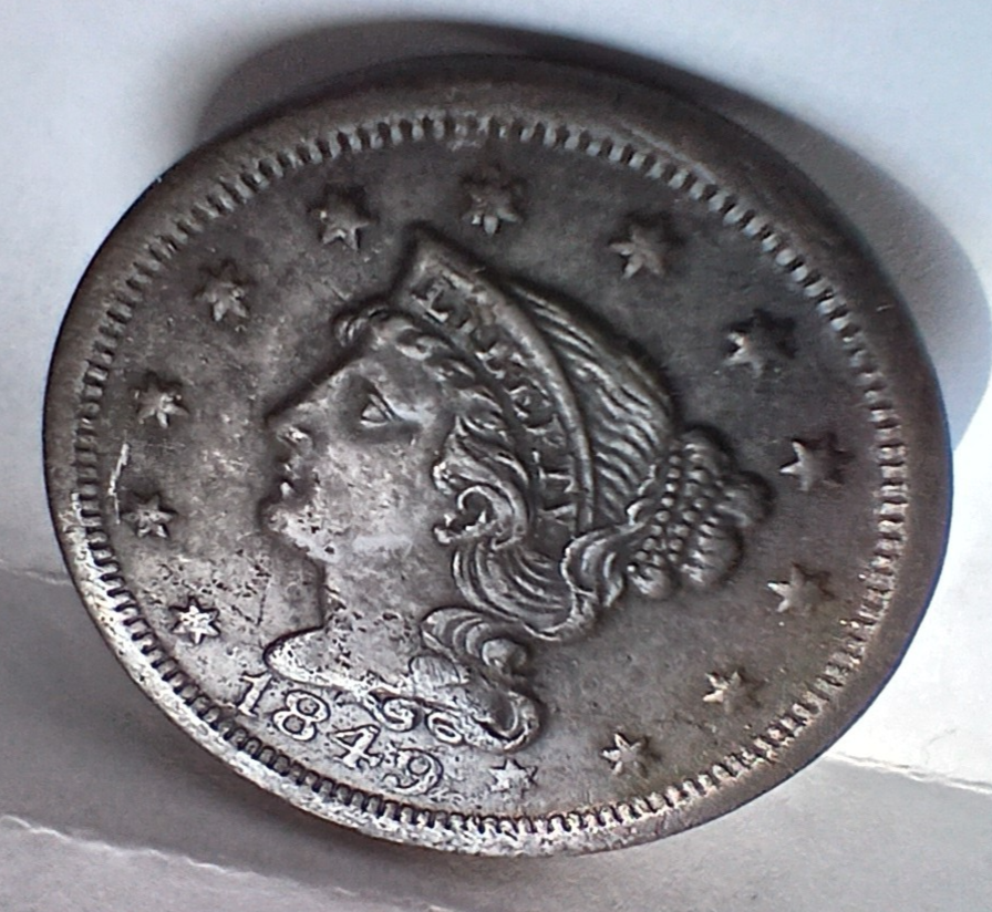 1849 Large Cent – Braided Hair – N‑5 Attribution – Original Surfaces ...