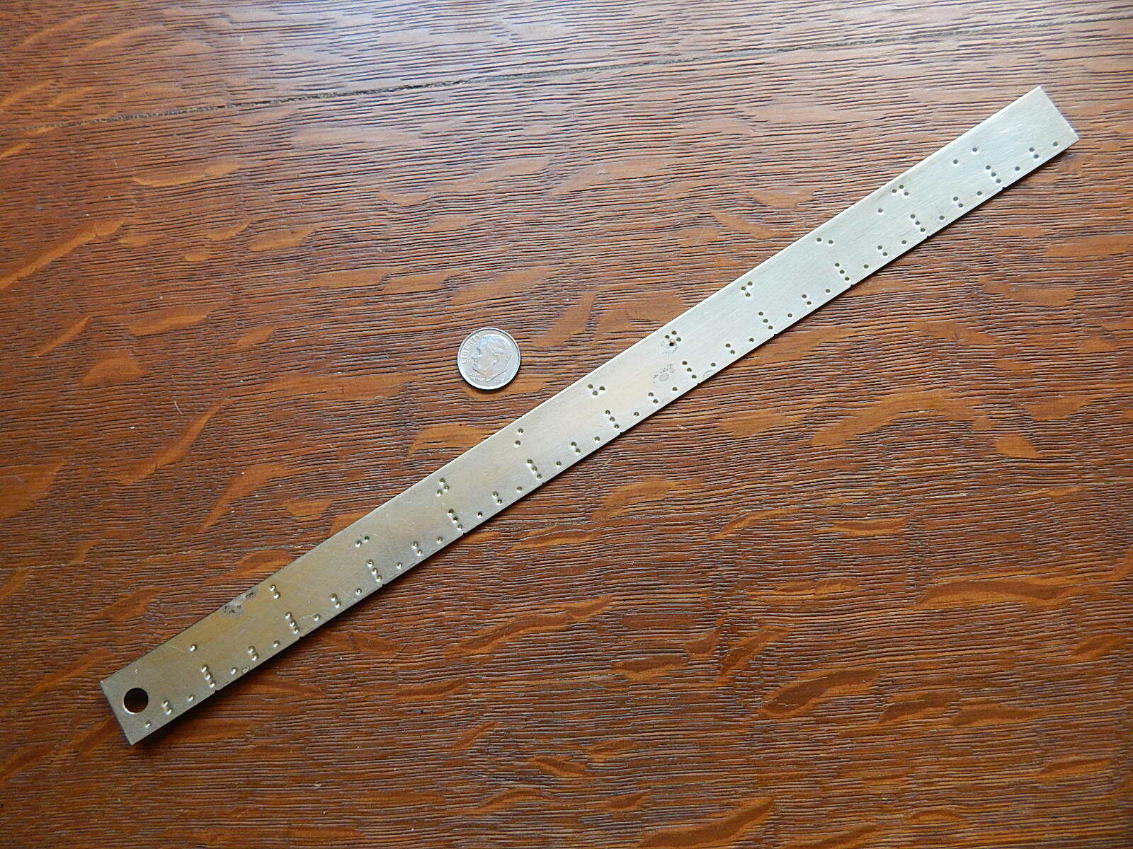 Antique Braille 1 Foot Nickle Plated Brass Ruler Howe Press Perkins ...