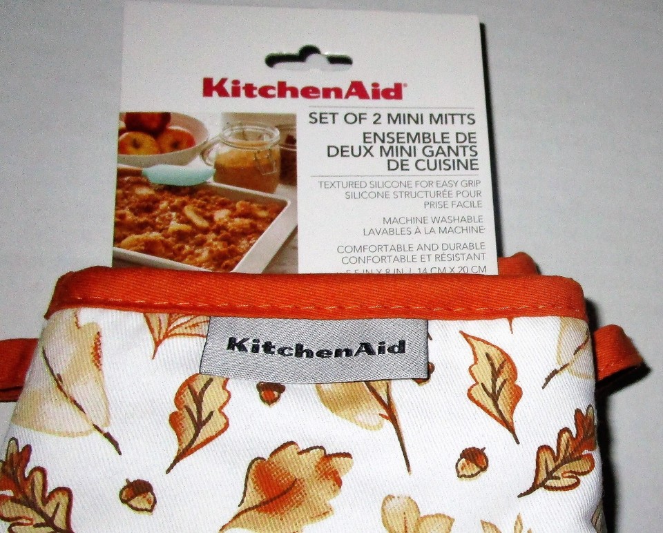 KITCHENAID FALL MINI OVEN MITTS 100% Cotton 5.5" X 8" FALL LEAVES | eBay