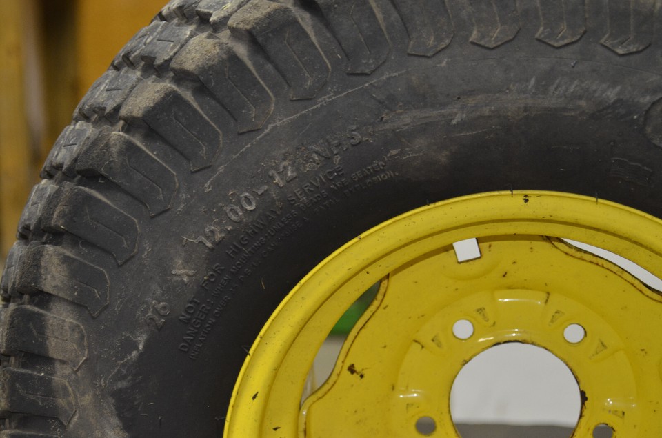 John Deere 455 Single Large Rear Wheel M121628 with 26x12-12 Tire 425 ...